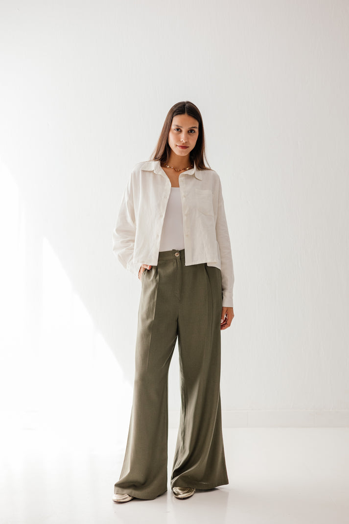 So charming linen pants in Olive – OBI boutique
